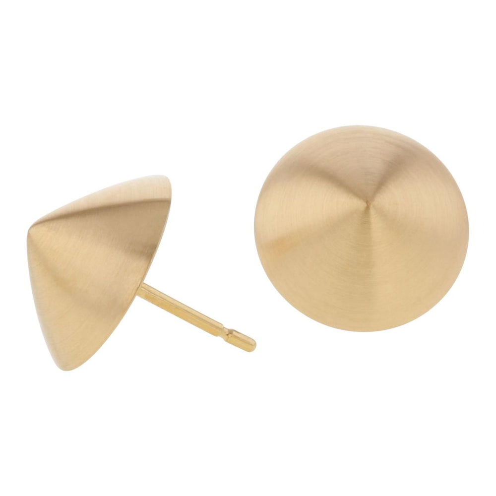 Conical Shaped Stud Earrings in Matte Yellow Gold