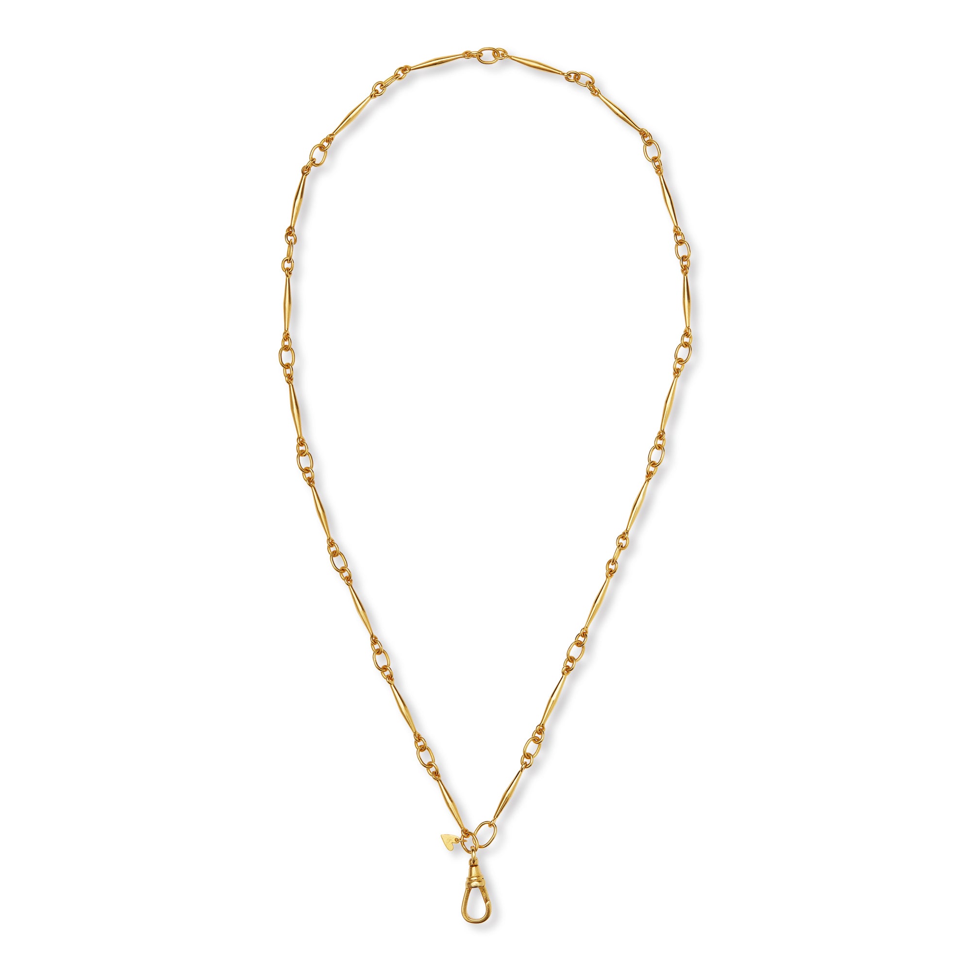 Alternating Link Watch Fob Chain Necklace in Yellow Gold