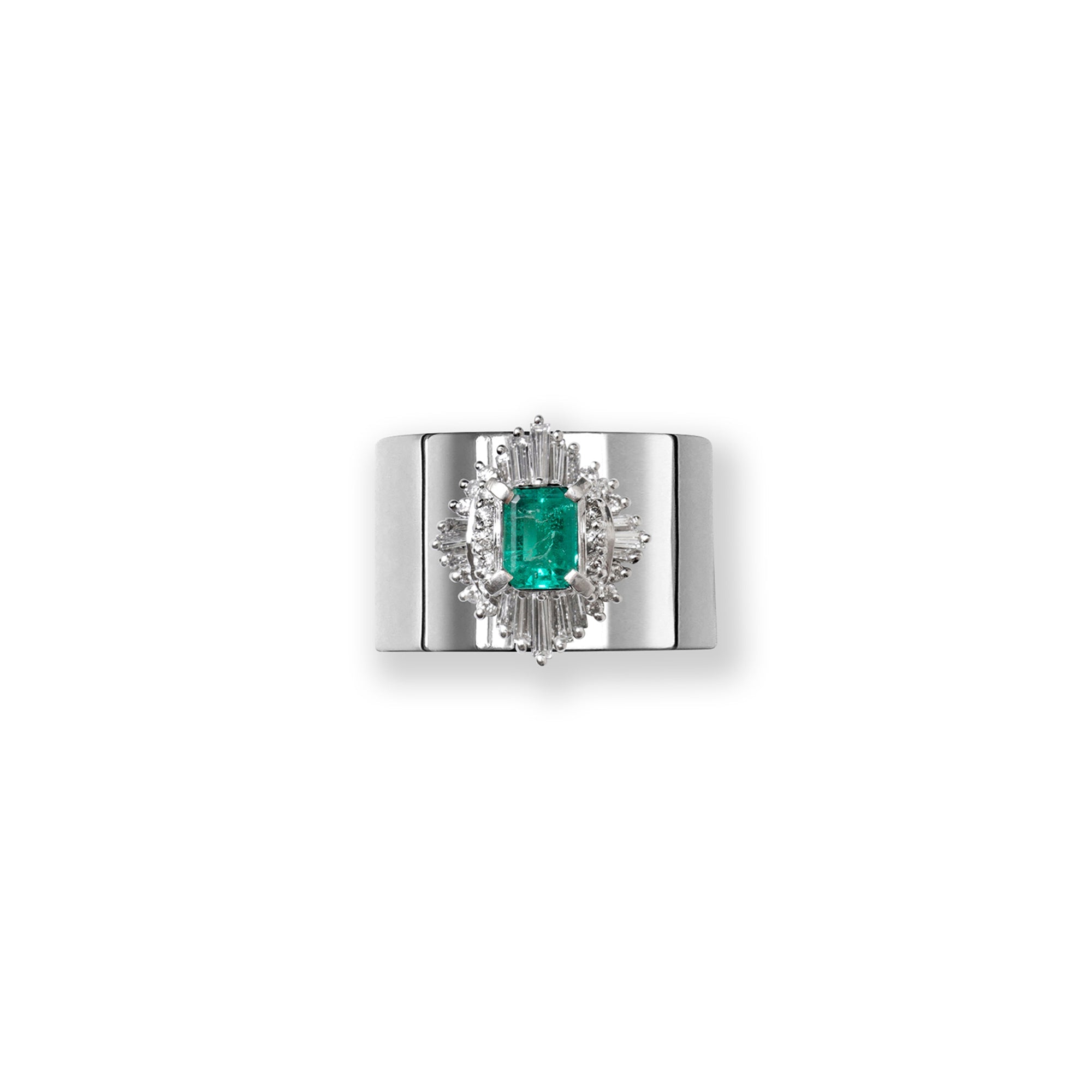 Emerald and Diamond Revive Ring in White Gold