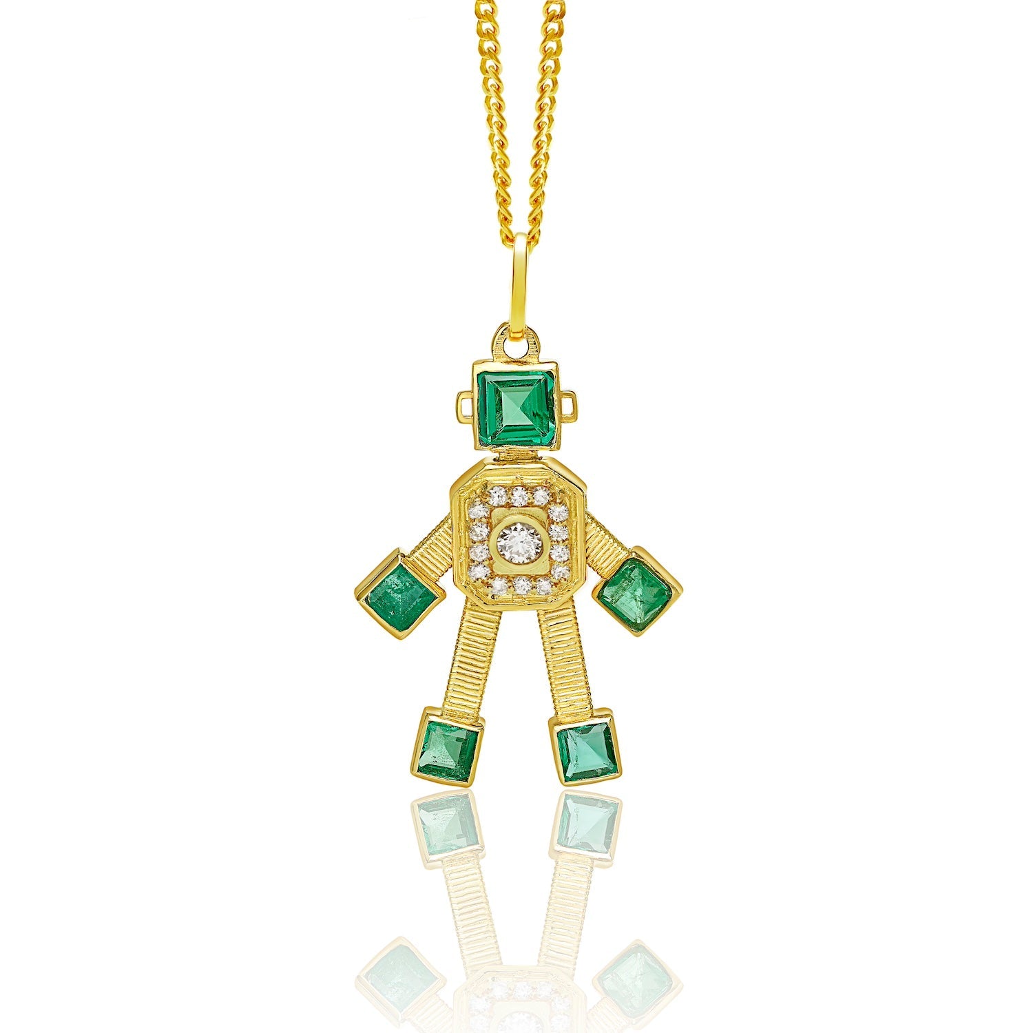 Mini Emerald Robot Charm