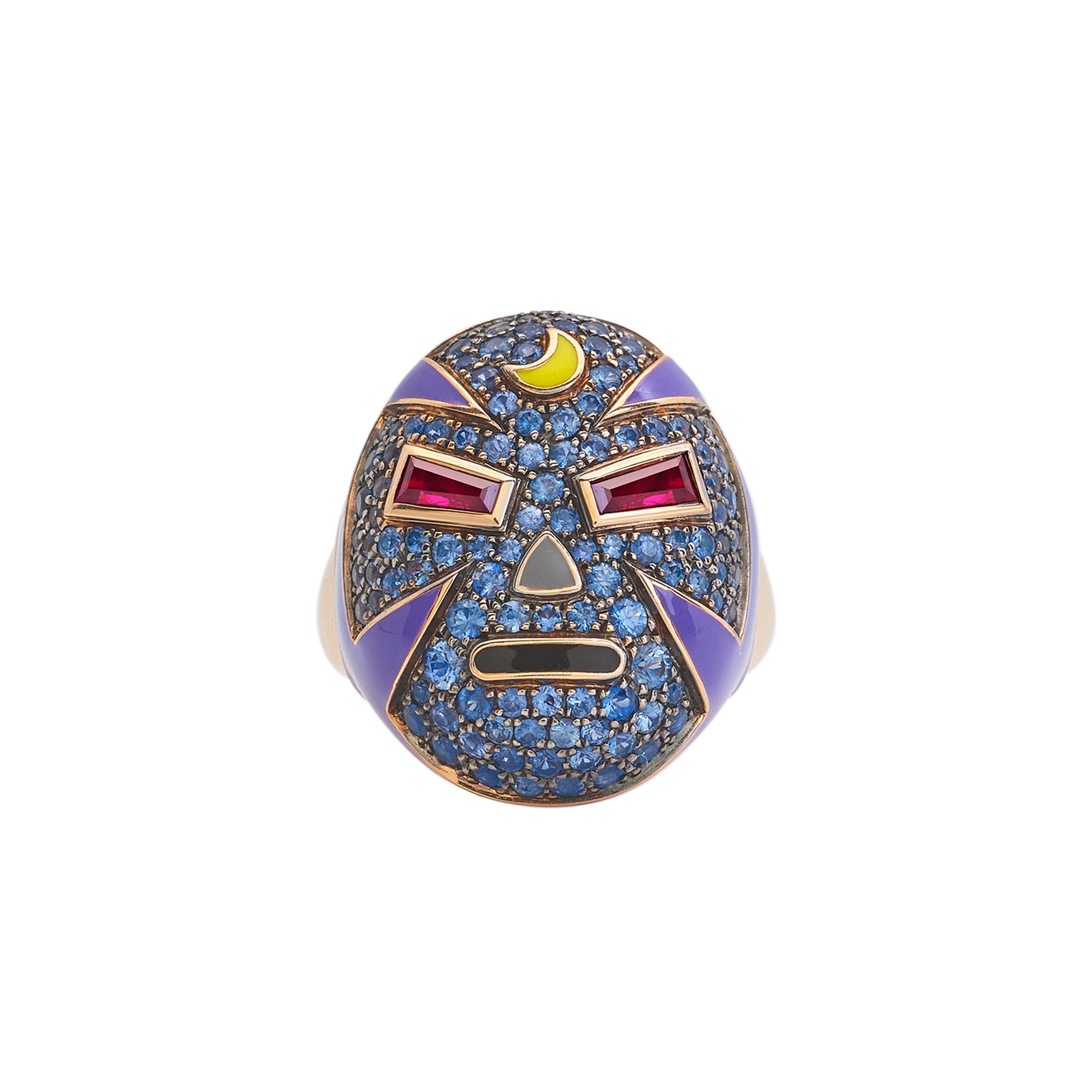 The Mankind Wrestler Ring in Blue Sapphire and Rose Gold